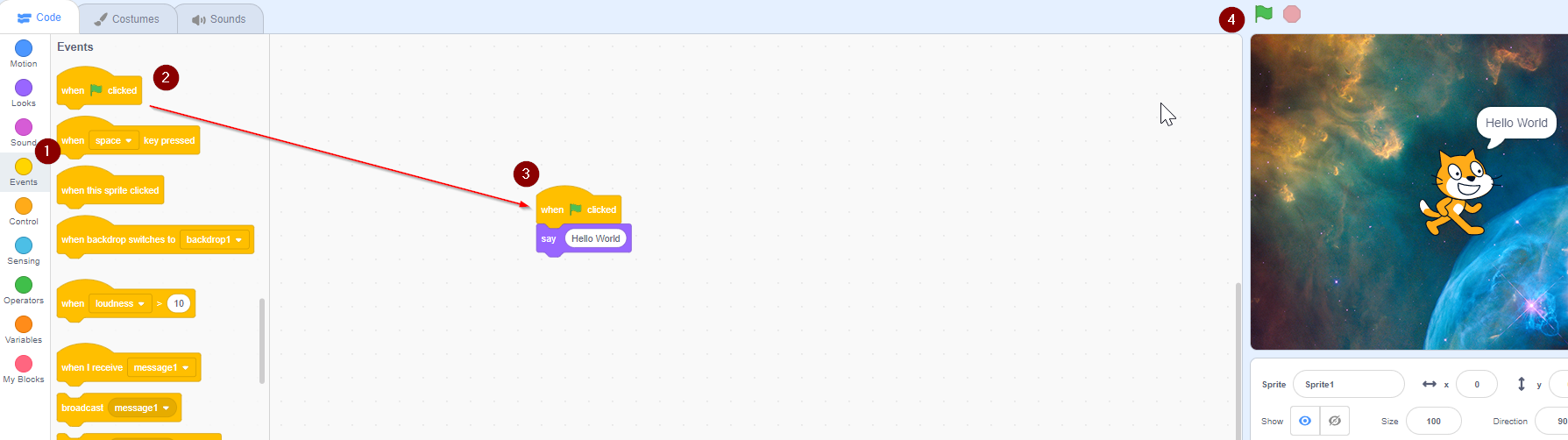 Hello World version 1 - Scratch Thailand